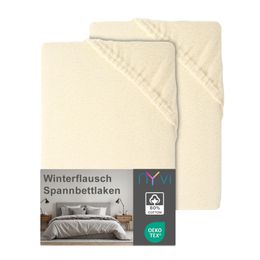 NYVI Spannbettlaken DreamScience Winterflausch f&uuml;r Matratzen bis 22 cm H&ouml;he - W&auml;rmendes & Kuschelweiches Winter Bettlaken Spannbetttuch Farbe:natur;Gr&ouml;&szlig;e:140x200 - 160x200 cm (2er Pack)