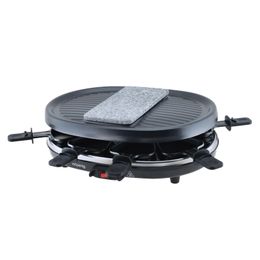 H.Koenig RP80 Raclette-Ger&auml;t / 8 Personen / Naturstein und Grillplatte / mit Pf&auml;nnchen / 900 W / Schwarz