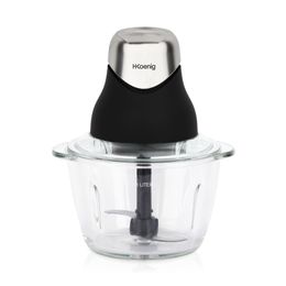 H.Koenig Mini elektrischer Fleischwolf LEO8 Widerstandsf&auml;hige Sch&uuml;ssel, Graduierte Glassch&uuml;ssel 1L, Edelstahlklingen