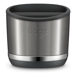 Sage the Knock Box 10 Geb&uuml;rsteter Edelstahl Schwarz Abklopfbeh&auml;lter (Platz f&uuml;r 10 Pucks, rutschfest)