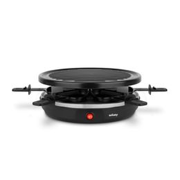 WEASY W&euml;asy Raclette Ger&auml;t und Grill LUGA60, 6 Personen, Antihaftbeschictung, 900 W, rund Edelstahl, schwarz