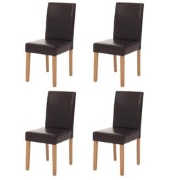 MCW 4er-Set Esszimmerstuhl Stuhl K&uuml;chenstuhl Littau MVG-zertifiziert ~ Kunstleder, braun helle Beine