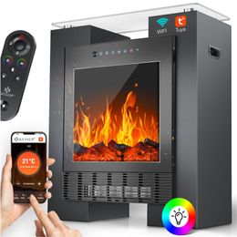 Kesser&reg; LED Kamin mit Heizung elektrisch Heizl&uuml;fter Elektrokamin mit Thermostat, Standkamin mit realistischem Feuer -/ Flammeneffekt per App + Fernbedienung & WLAN &ndash; mit Timer,15-35&deg;C
