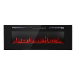 Klarstein Galeras Elektrischer Wand- und Einbaukamin 1800 W LED 3 Farben Timer Schwarz 127 x 47 x 13 cm
