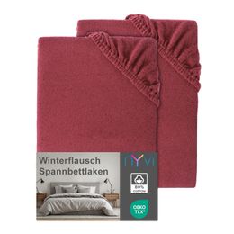 NYVI Spannbettlaken DreamScience Winterflausch f&uuml;r Matratzen bis 22 cm H&ouml;he - W&auml;rmendes & Kuschelweiches Winter Bettlaken Spannbetttuch Farbe:bordeaux;Gr&ouml;&szlig;e:140x200 - 160x200 cm (2er Pack)