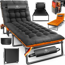 Kesser&reg; Campingbett klappbar mit Tragetasche, Nackenkissen, Vakuumtasche & Getr&auml;nkehalter, 190 x 68 x 30 cm bis 250 kg belastbar, aus Oxford-Gewebe und stabilem Stahlger&uuml;st, ideal f&uuml;r Garten Camping
