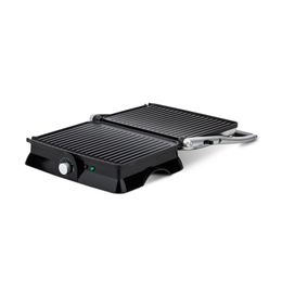 H.Koenig GR20 Kontaktgrill / vollst&auml;ndig aufklappbar / Antihaft-Beschichtung / stufenlose Temperatureinstellung / 2000 W / Edelstahl / silber