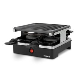 WEASY W&euml;asy Raclette Ger&auml;t und Grill LUGA40, 4 Personen, Antihaftbeschictung, 600 W, Edelstahl, schwarz