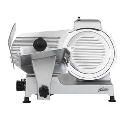 H.Koenig Elektrischer Alleschneider MSX250, professionell, Schnitt 0-12 mm, italienische Klinge 25 cm, eingebauter Sch&auml;rfer, 282 rpm, Silber