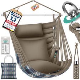 Kesser&reg; H&auml;ngesessel Haiti 150kg Traglast, H&auml;ngestuhl 360&deg; Drehung, H&auml;ngeschaukel Indoor-Outdoor UV-best&auml;ndig & Wasserfest, Pflegeleicht, Inkl. 2 Kissen, Tragetasche, Flaschenhalter & Montage-Set