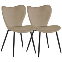 CLP Esszimmerst&uuml;hle 2er Set gepolstert Maika, Polsterst&uuml;hle ergonomisch mit R&uuml;ckenlehnen, K&uuml;chenst&uuml;hle mit Metallgestellen, belastbar bis 150 kg