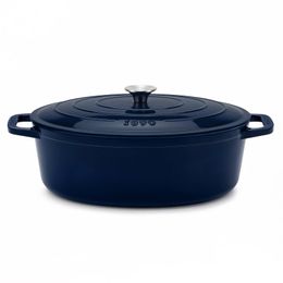 H.Koenig La Fonderie 1890 Runder Schmortopf ALMA36 aus emailliertem Gusseisen 36 cm, Fassungsverm&ouml;gen 7,7 L, Marineblau