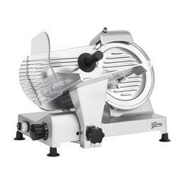 H.Koenig Elektrischer Alleschneider MSX220, professionell, Schnitt 0-12 mm, italienische Klinge 20 cm, eingebauter Sch&auml;rfer, 282 rpm, Silber