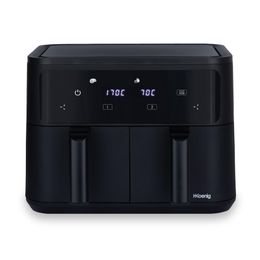 H.Koenig Airfryer Fritteuse ohne &Ouml;l, 2 Becken, XXL FRY900, doppelte Kapazit&auml;t 9 l, verstellbar 80 &ndash; 200 &deg;C, 5 Kochmodi, Timer 60 Minuten