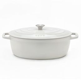 La Fonderie 1890 Runder Schmortopf IENA36 aus emailliertem Gusseisen 36 cm, Fassungsverm&ouml;gen 7,7 L, Beige