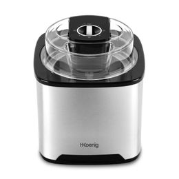 H.Koenig Eiscmaschine SRB80, Fassungsverm&ouml;gen 2L, 12 W, Edelstahl, 30 bis 40 min Zubereitungszeit, Schnell, Automatischer Stopp, Transparenter Deckel