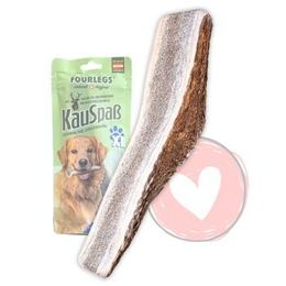 FOURLEGS &reg; Kauspa&szlig; f&uuml;r Hunde aus 100% Hirschgeweih HALBIERT