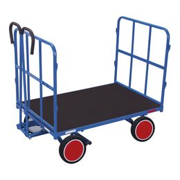 VARIOFIT Handpritschenwagen mit 2 Rohrgitterw&auml;nden Vollgummibereifung 940 x 700 mm Traglast 700 kg (zu-42119)