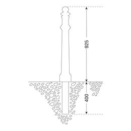 Moravia Wappen-Poller H 925 (+400) mm Stahlkern DB 703 2 &Ouml;sen zum festen Einbau (166.11.994)