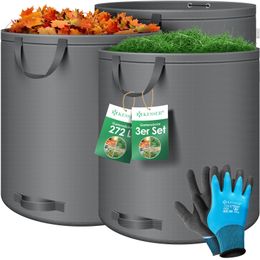 Kesser&reg; Gartensack Set Laubsack Gartenabfallsack inkl. Handschuhe - Selbststehend 4 Griffe Stabil Robust & Faltbar - Laubs&auml;cke Rasenschnitt Gartens&auml;cke f&uuml;r Gartenabf&auml;lle Gr&uuml;nschnitt