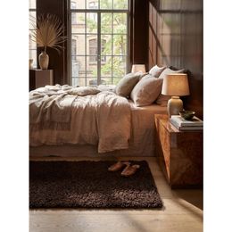 KADIMA DESIGN Hochflorteppich RHEIN, einfarbig, aus Polypropylen, Braun, 80 x 150 cm