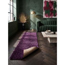 KADIMA DESIGN Hochflorteppich RHEIN, einfarbig, aus Polypropylen, Violett, 60 x 110 cm