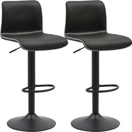 CLP Barhocker 2er Set mit Lehne Henchy, Barst&uuml;hle gepolstert Kunstleder, Tresenst&uuml;hle mit Fu&szlig;st&uuml;tze h&ouml;henverstellbar und drehbar