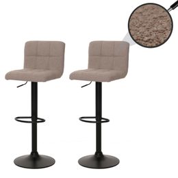2er-Set Barhocker MCW-G87, Tresenhocker Barstuhl, h&ouml;henverstellbar drehbar, Stoff Boucle (450g/m&sup2;) MVG ~ taupe