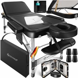Kesser&reg; Mobile Massageliege klappbar & h&ouml;henverstellbar 3 Zonen Massagebett Massagetisch Kosmetikliege Breit Therapieliege Aluminium + 10x Gesichtsauflage mit Kopfst&uuml;tze Armlehnen & Tasche