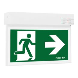 FiSCHER LED-Rettungszeichenleuchte EB 3/8h 18m IP40 SKR-U383At2 ; FiSCHER Akkumulatorentechnik)