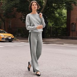 LANDS' END Kn&ouml;chellange Feinstrick-Hose mit weitem Bein f&uuml;r Damen, Damen, size: petite, Grau, Polyester-Mischung, by Lands' End