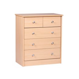 Wohnling Kommode Buche 60 x 70 x 35 cm Sideboard Anrichte mit 5 Schubladen