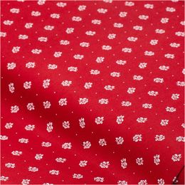 buttinette Baumwoll-Trachtenstoff "Bl&uuml;mchen", rot