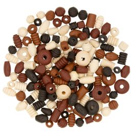 buttinette Holzperlenmix, Braunt&ouml;ne, 10&ndash;25 mm, 500 g