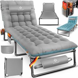 Kesser&reg; Campingbett klappbar mit Tragetasche, Nackenkissen, Vakuumtasche & Getr&auml;nkehalter, 190 x 68 x 30 cm bis 250 kg belastbar, aus Oxford-Gewebe und stabilem Stahlger&uuml;st, ideal f&uuml;r Garten Camping