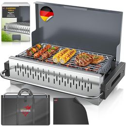 Kesser&reg; Klappgrill tragbarer Camping Grill Holzkohlegrill aus pulverbeschichtetem Stahl inklusive Grillrost, Grillmatte & Tragetasche Faltbar BBQ ideal f&uuml;r Camping, Picknick & Angeln