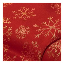 buttinette Jacquard "Schneekristalle" mit Glitzergarn, rot/gold