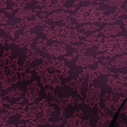 buttinette Baumwoll-Trachtenstoff "Blumenranken", aubergine/rosa