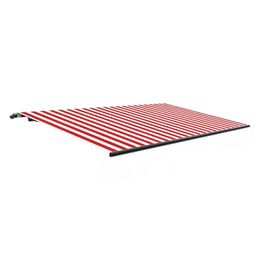 Markise Rot-Wei&szlig; gestreift, Basic, Anthrazitgrau Metallic, 2400 x 1500 mm, Kurbel links ohne Volant, individuell konfigurieren