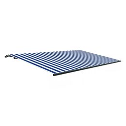 Markise Blau-Wei&szlig; gestreift, Basic, Anthrazitgrau Metallic, 2400 x 1500 mm, Kurbel links ohne Volant, individuell konfigurieren