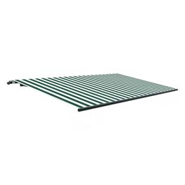Markise Gr&uuml;n-Wei&szlig; gestreift, Basic, Anthrazitgrau Metallic, 2400 x 1500 mm, Kurbel links ohne Volant, individuell konfigurieren