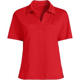 Supima Poloshirt mit offenem Kragen f&uuml;r Damen in Plus-Gr&ouml;&szlig;e, Damen, size: plus, Rot, by Lands' End