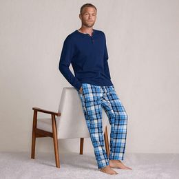 LANDS' END Flanell-Pyjamahose f&uuml;r Herren, Herren, size: regular, Blau, Baumwolle, by Lands' End