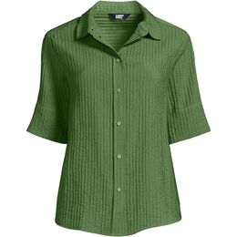 LANDS' END Kurz&auml;rmeliges Crinkle-Hemd f&uuml;r Damen, Damen, size: regular, Gr&uuml;n, Nylon/Viskose, by Lands' End