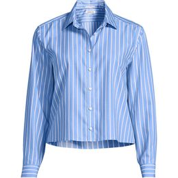 LANDS' END Kurze, b&uuml;gelfreie Hemdbluse f&uuml;r Damen, Damen, size: regular, Blau, Baumwolle, by Lands' End