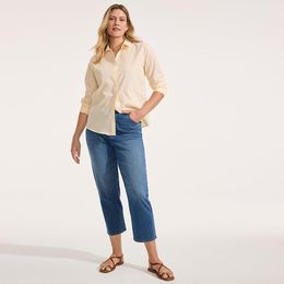 LANDS' END High Waist Starfish Straight Fit Knit Denim 7/8-Schlupfjeans, Damen, size: regular, Blau, Elasthan/Baumwoll-Mischung/Polyester-Mischung, by Lands' End