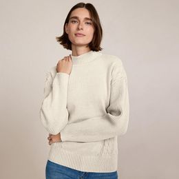 LANDS' END Stehkragenpullover Silk Touch f&uuml;r Damen, Damen, size: regular, Elfenbein, Polyester/Nylon/Viskose, by Lands' End