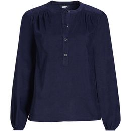 LANDS' END Feincord-Bluse mit Raffungen f&uuml;r Damen, Damen, size: regular, Blau, Baumwolle, by Lands' End