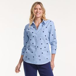 LANDS' END Langarm Oxford-Hemdbluse f&uuml;r Damen, Damen, size: regular, Blau, Baumwolle, by Lands' End