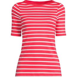 LANDS' END Supima-Shirt aus Baumwolle mit U-Boot-Ausschnitt f&uuml;r Damen, Damen, size: regular, Rot, Baumwolle, by Lands' End